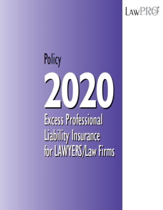 LAWPRO Excess Professional Liability Insurance Policies – LAWPRO